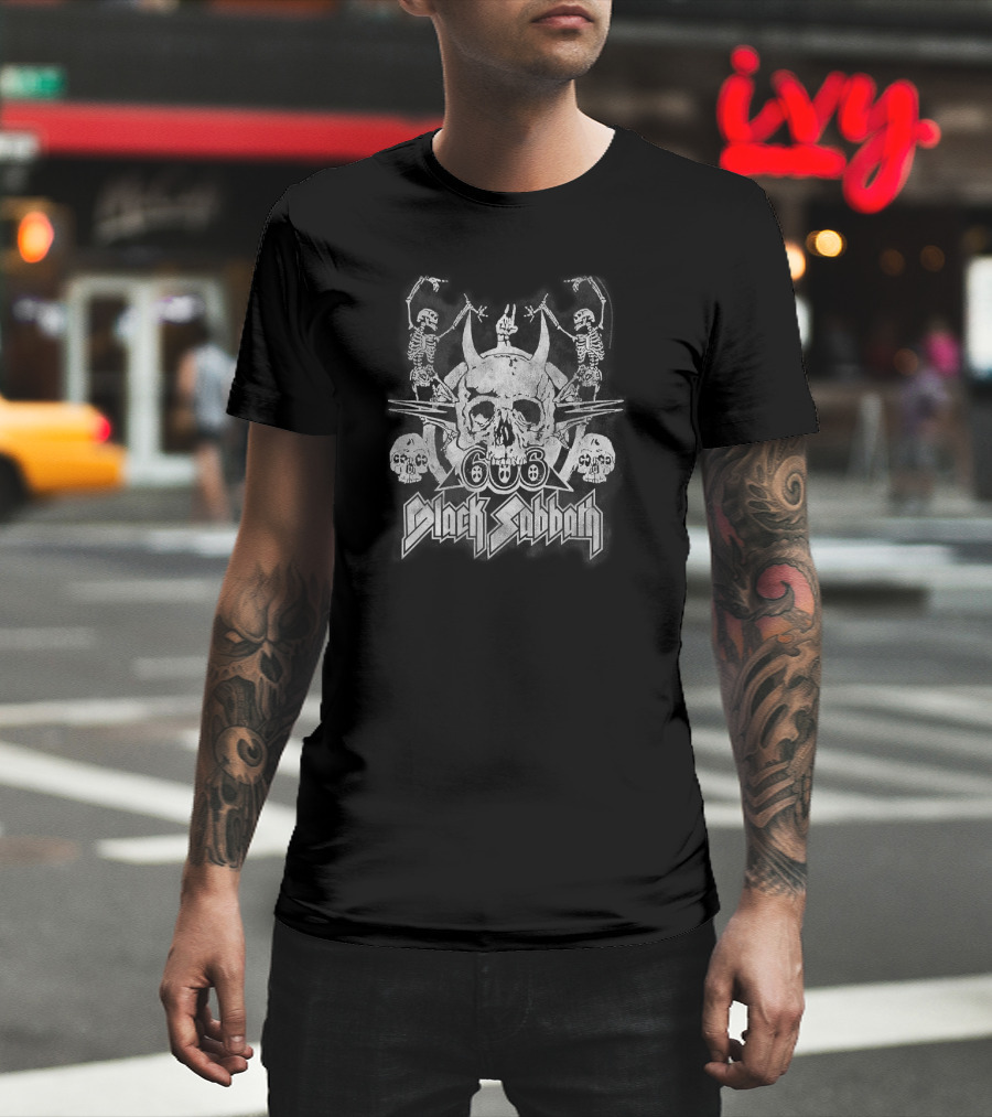 Black Sabbath 666 Vintage Dancing Skeletons Skulls T-Shirt