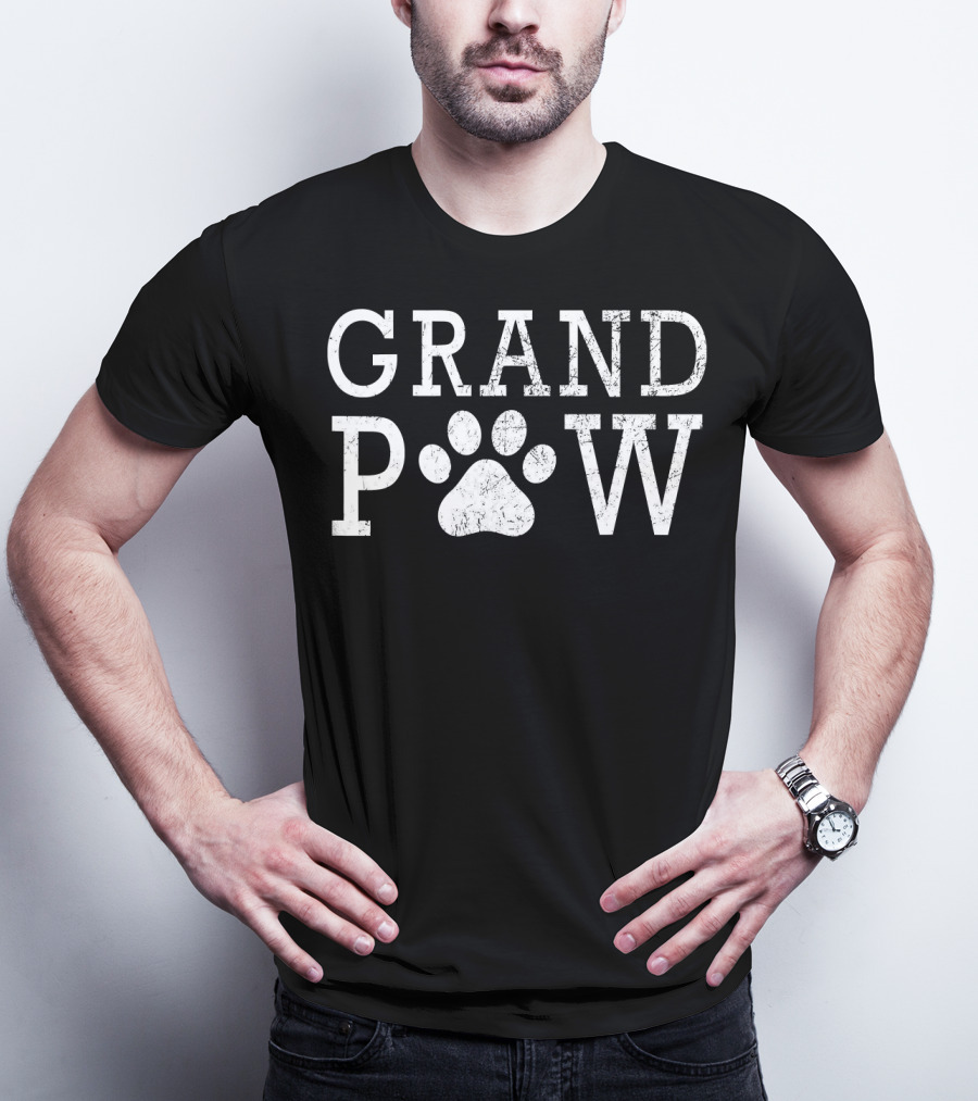 Vintage Funny Grand Paw For Dog Lovers On Grandparents Day T-Shirt