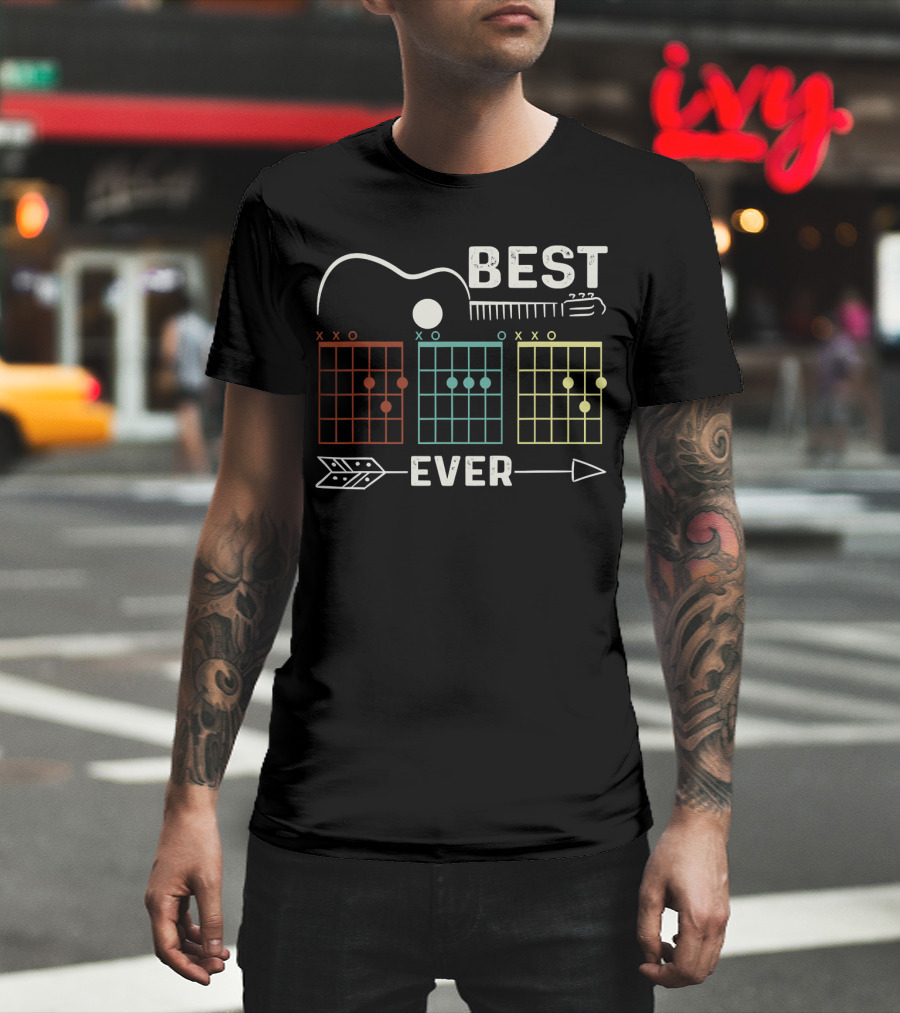Best Dad Ever Guitar Chords Rock Music Player T-Shirt
