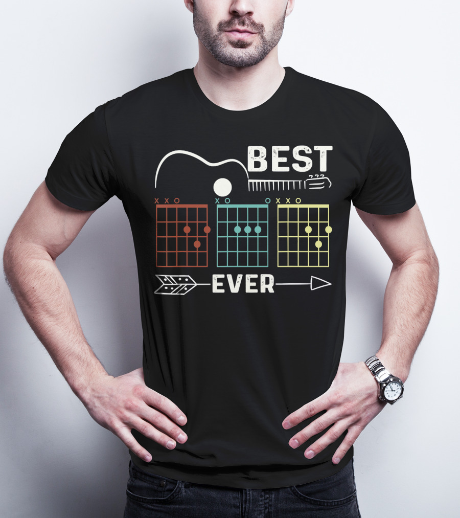 Best Dad Ever Guitar Chords Rock Music Player T-Shirt