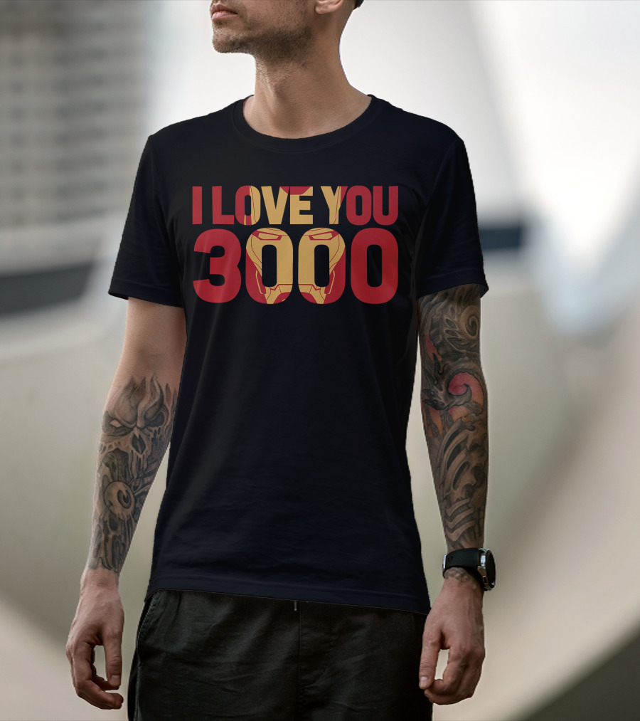 Marvel Avengers Endgame Iron Man I Love You 3000 Iconic Text Fill T-Shirt