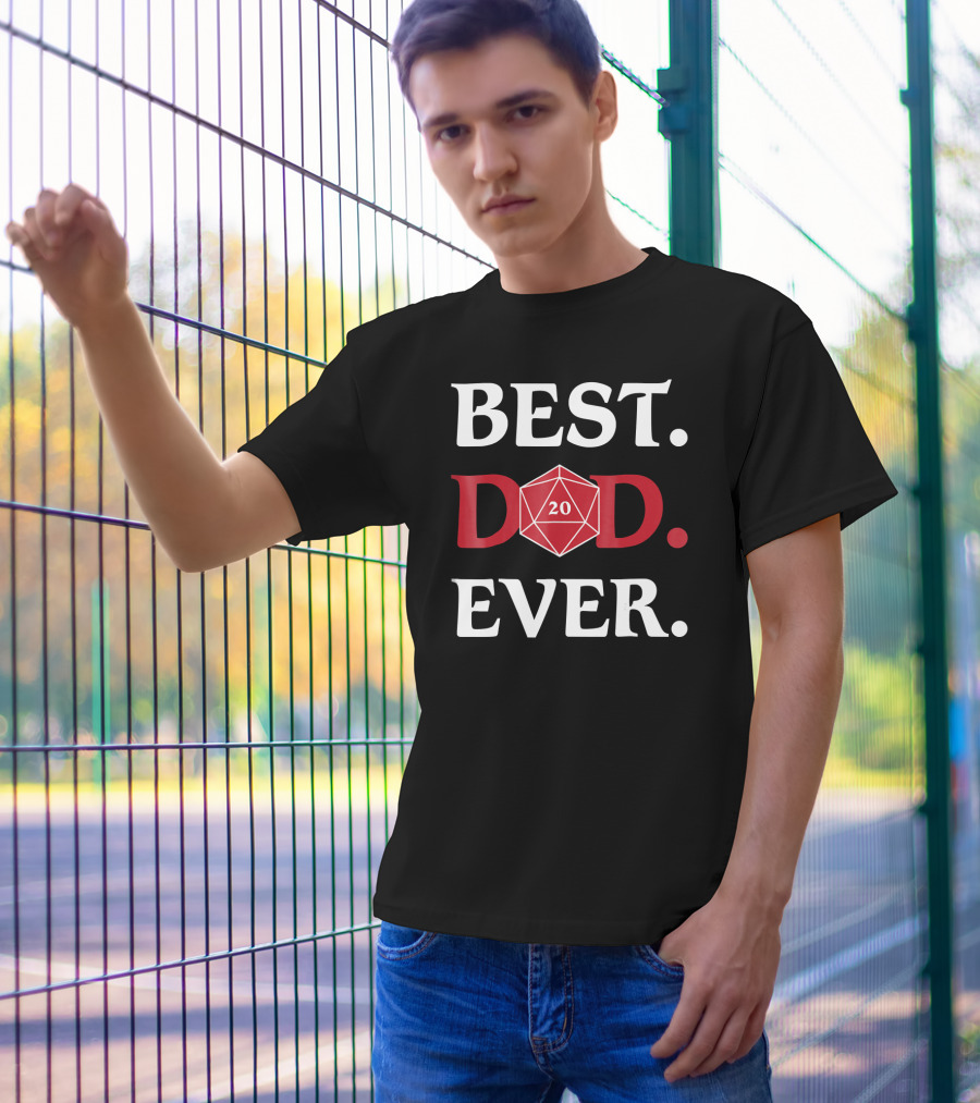 Best Dad Ever 20-Sided Dice Fantasy Role Playing Mens T-Shirt
