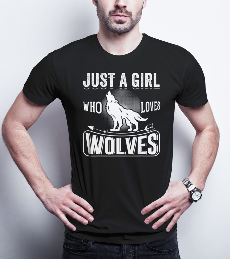 Just A Girl Who Loves Wolves Howling Wolf With Arrow T-Shirt