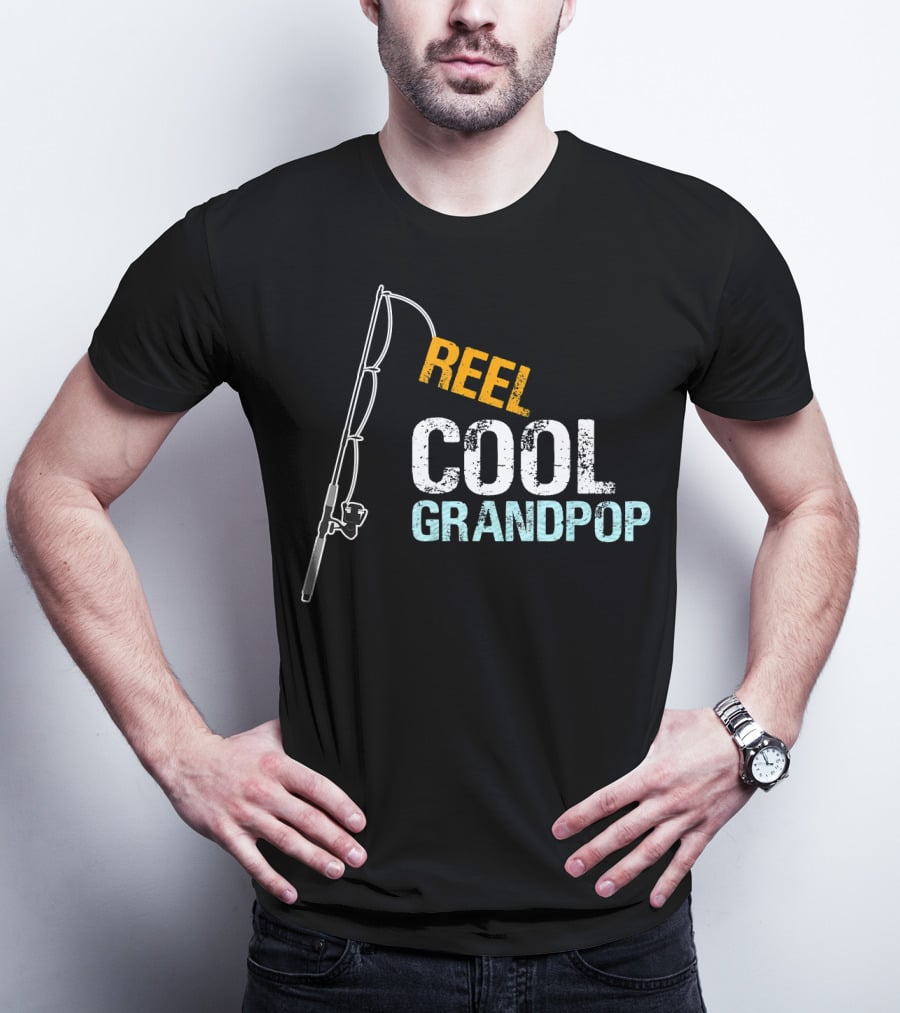 Mens Reel Cool Grandpop From Granddaughter Grandson Fishing Rod T-Shirt