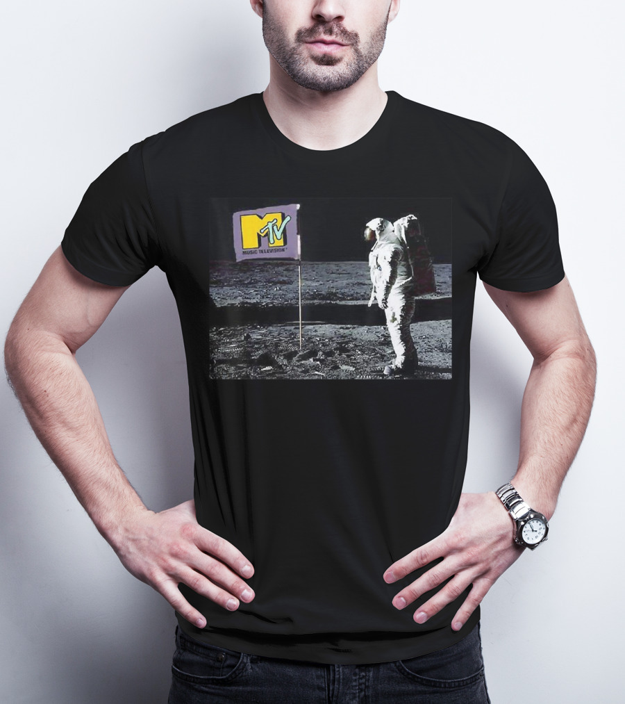 MTV Music Television Astronaut Planting Flag Man On The Moon T-Shirt