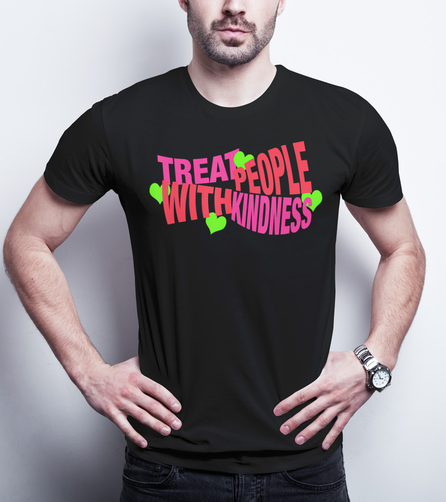 Treat People With Kindness Neon Hearts T-Shirt