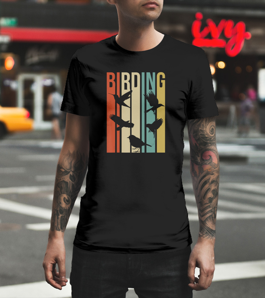 Vintage Style Birding With Birds Retro T-Shirt