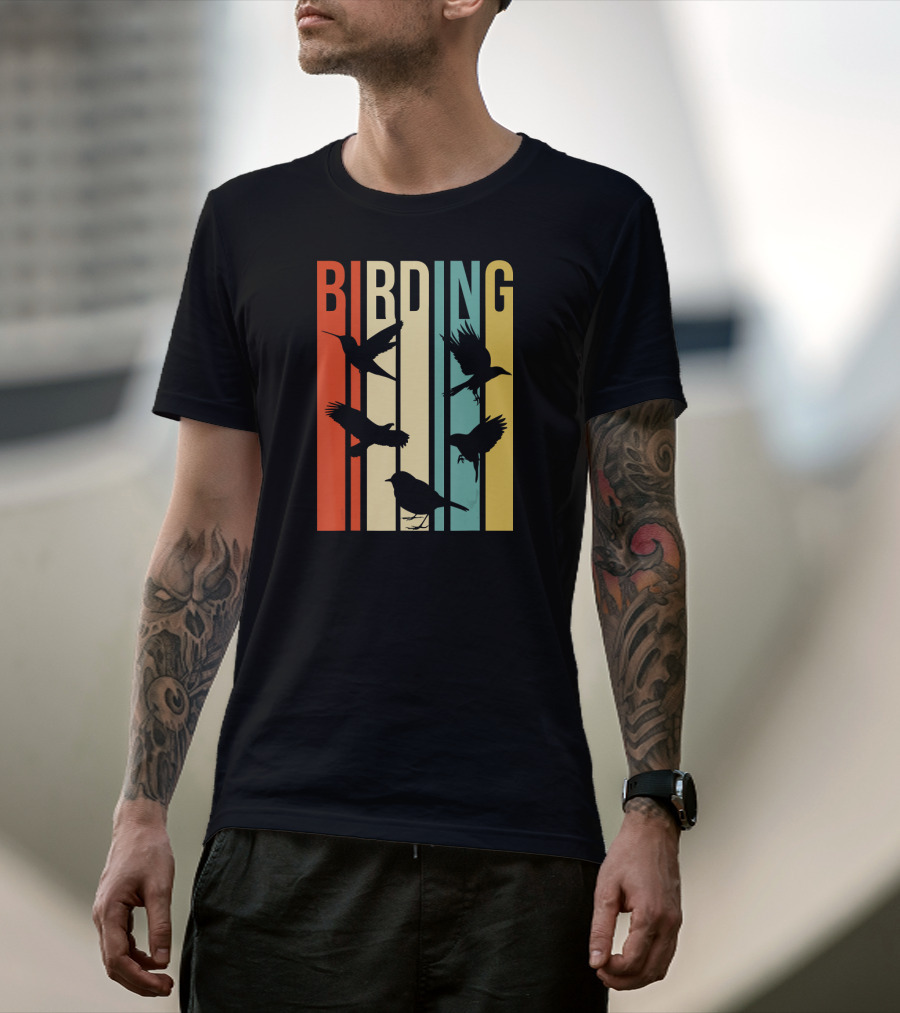 Vintage Style Birding With Birds Retro T-Shirt