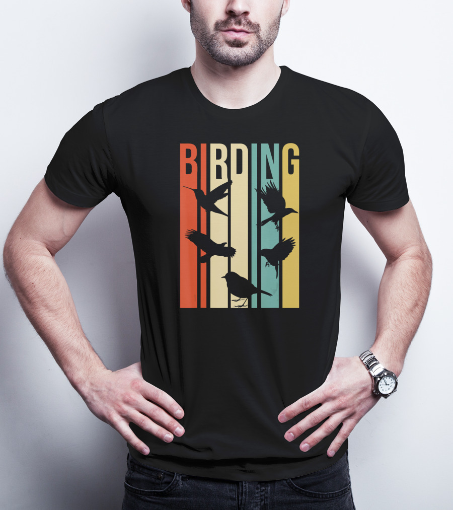 Vintage Style Birding With Birds Retro T-Shirt