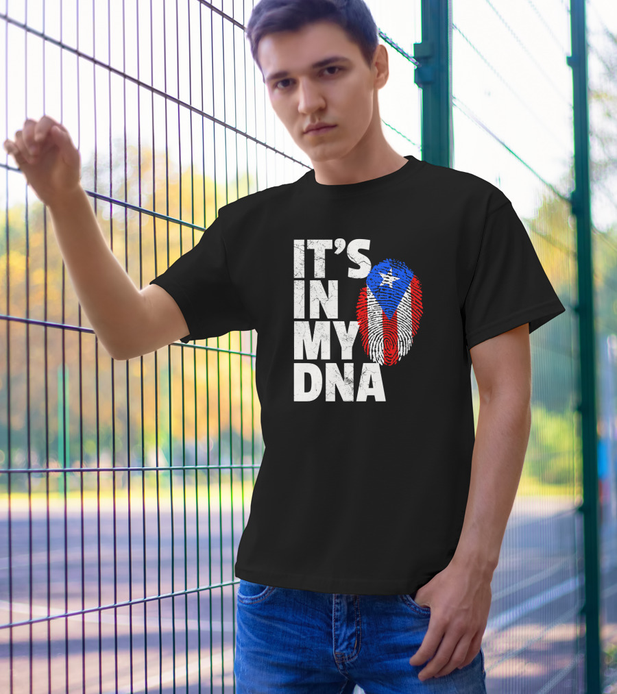 IT'S IN MY DNA Puerto Rico Flag Fingerprint Pride T-Shirt