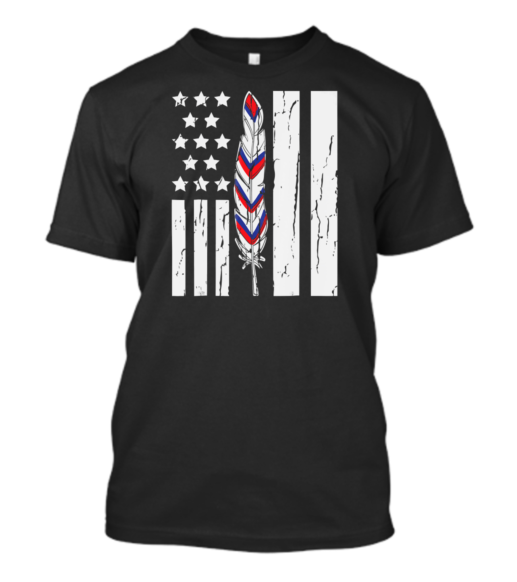 American Flag Stars Stripes Native Tribe Feather Pride T-Shirt