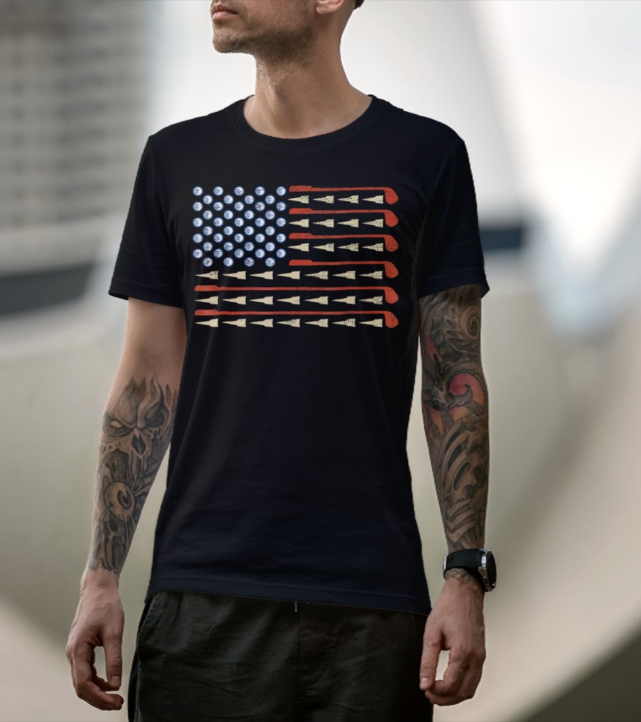 American Flag Golf Balls And Clubs Sports Humor T-Shirt