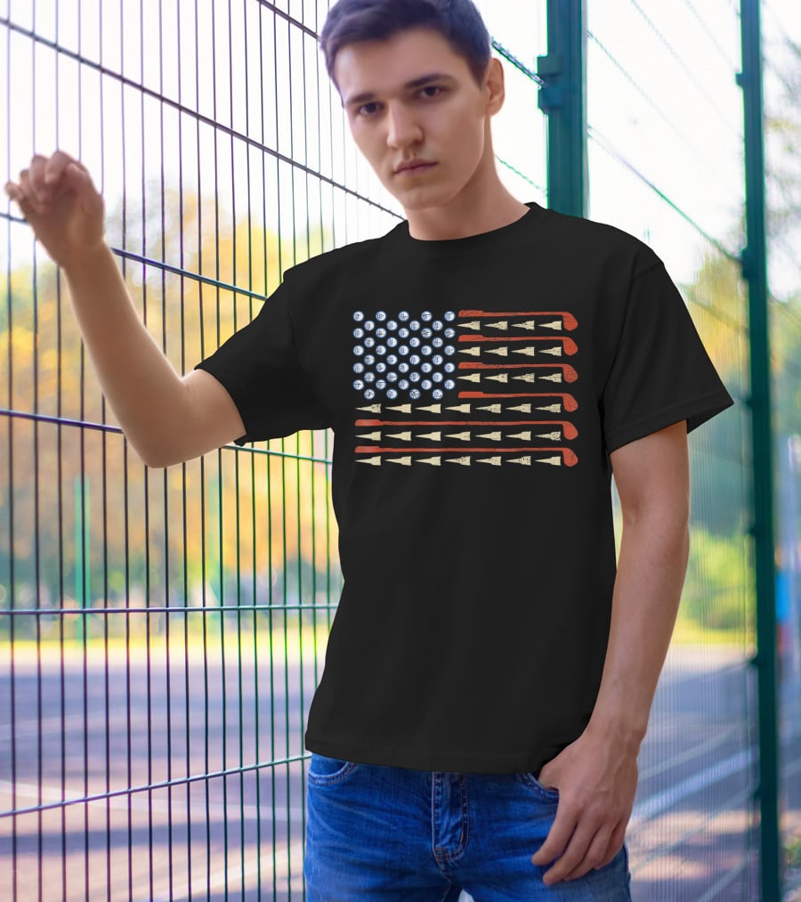 American Flag Golf Balls And Clubs Sports Humor T-Shirt