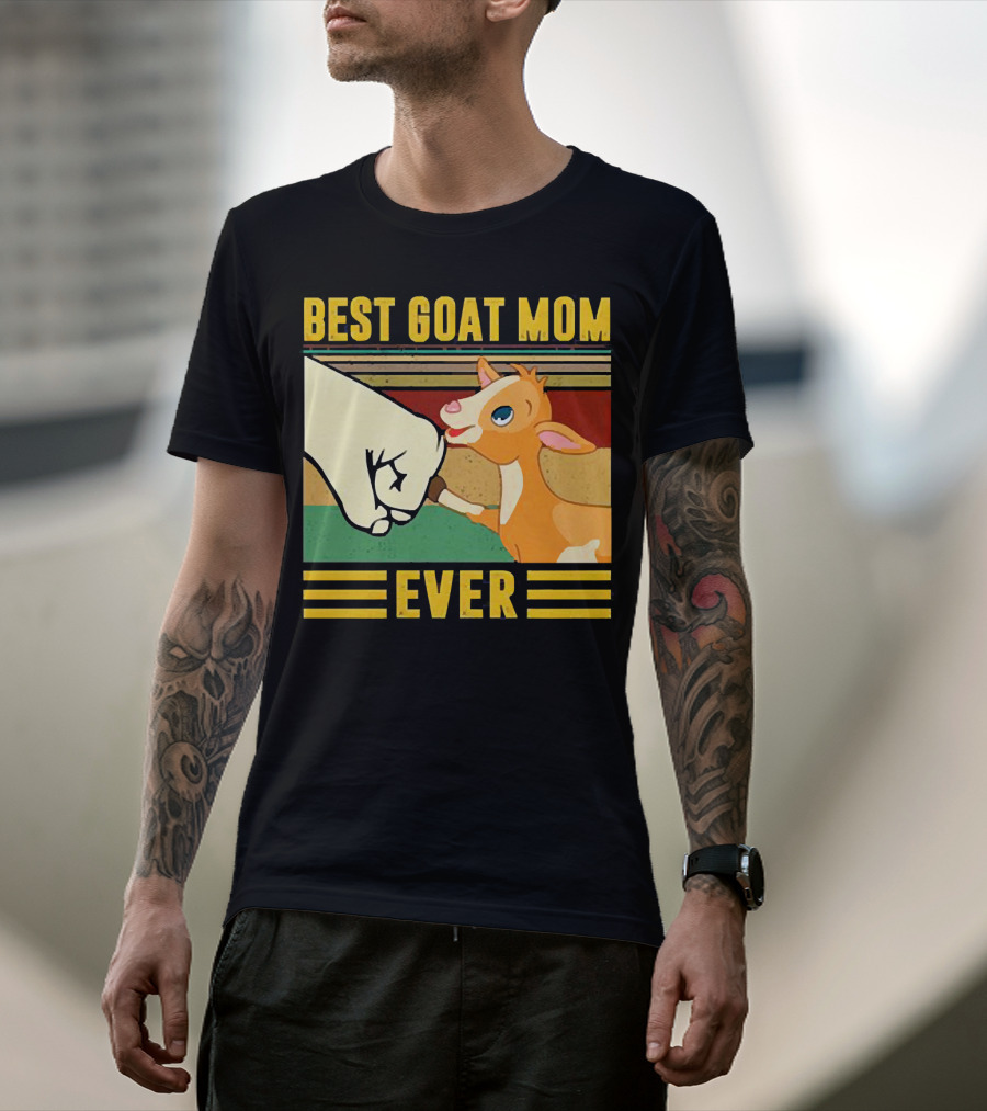 Best Goat Mom Ever Fist Bump With Adorable Cartoon Kid T-Shirt