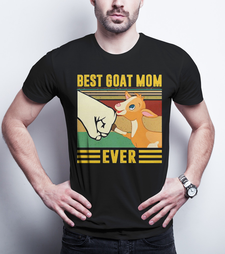 Best Goat Mom Ever Fist Bump With Adorable Cartoon Kid T-Shirt