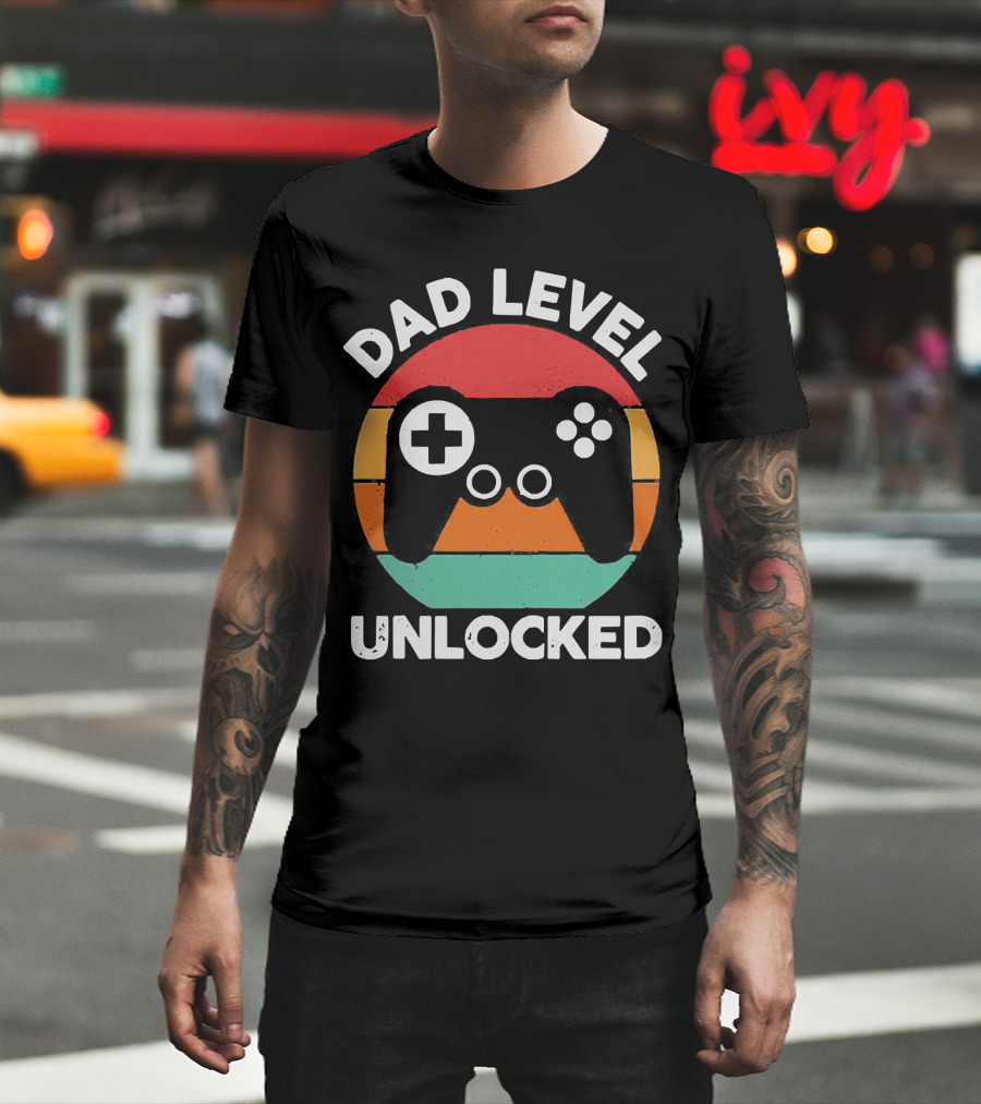 Dad Level Unlocked Vintage Version Gamer Control T-Shirt