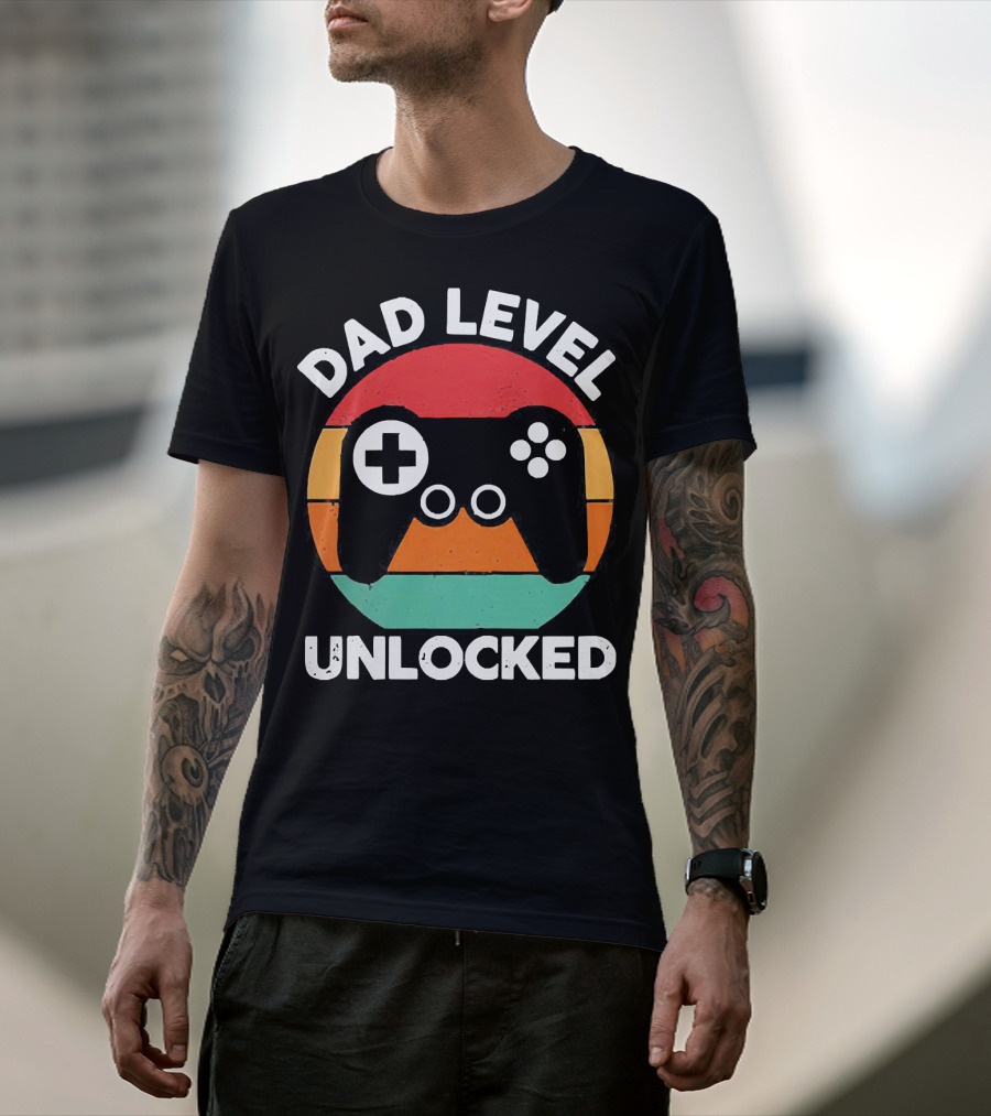 Dad Level Unlocked Vintage Version Gamer Control T-Shirt