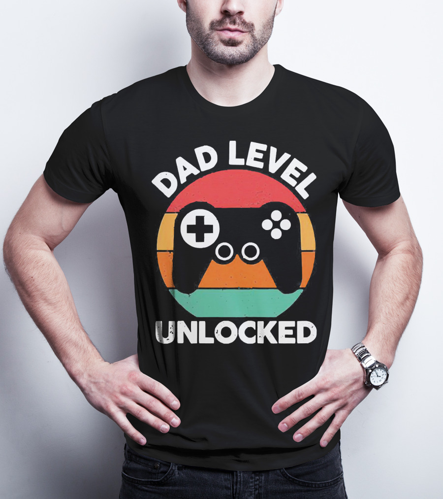 Dad Level Unlocked Vintage Version Gamer Control T-Shirt