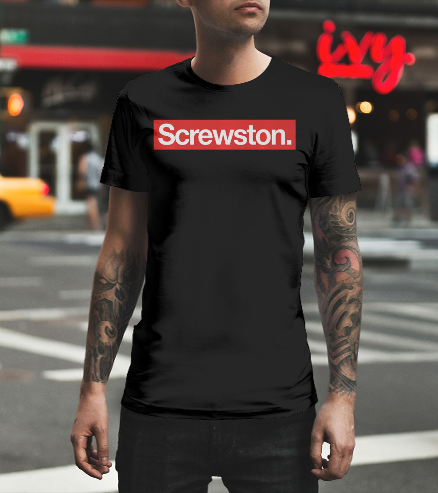 Screwston Houston Box Logo Premium Fitted T-Shirt