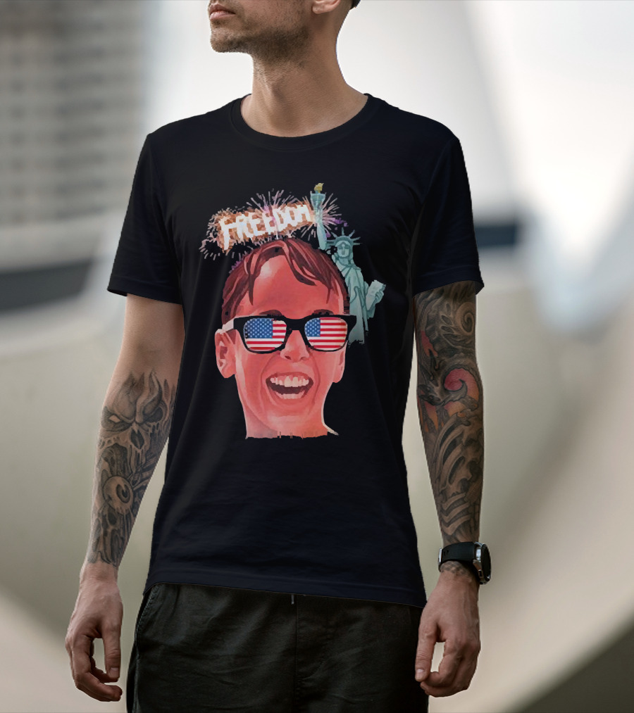 Michael Squints Palledorous Freedom USA Flag Statue Of Liberty T-Shirt