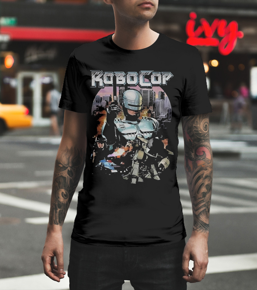 Robocop Explosive Urban Justice Scene T-Shirt