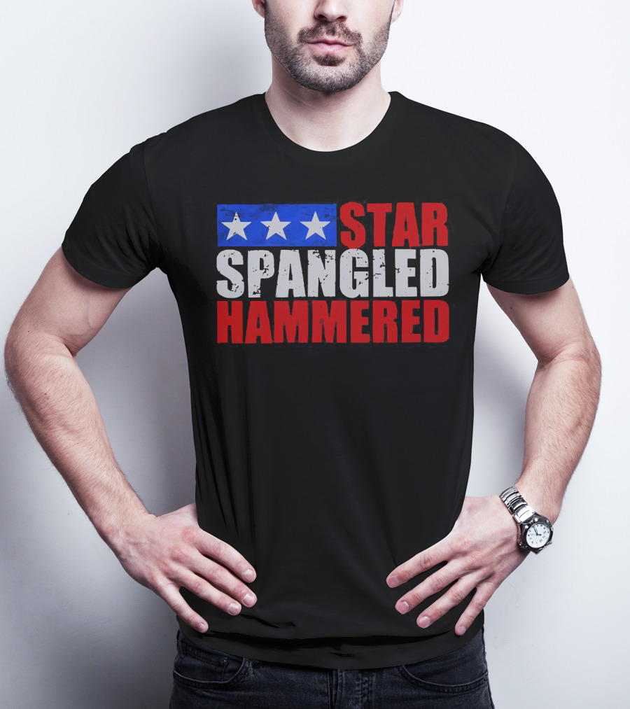 Star Spangled Hammered USA Patriotic Festival Party Wear T-Shirt