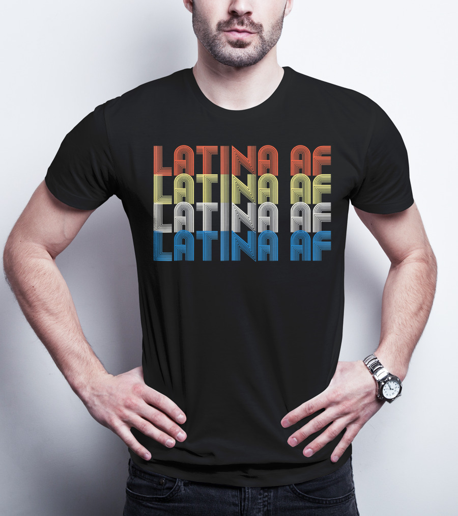 Latina AF Vintage Feminist Rainbow Stripes T-Shirt