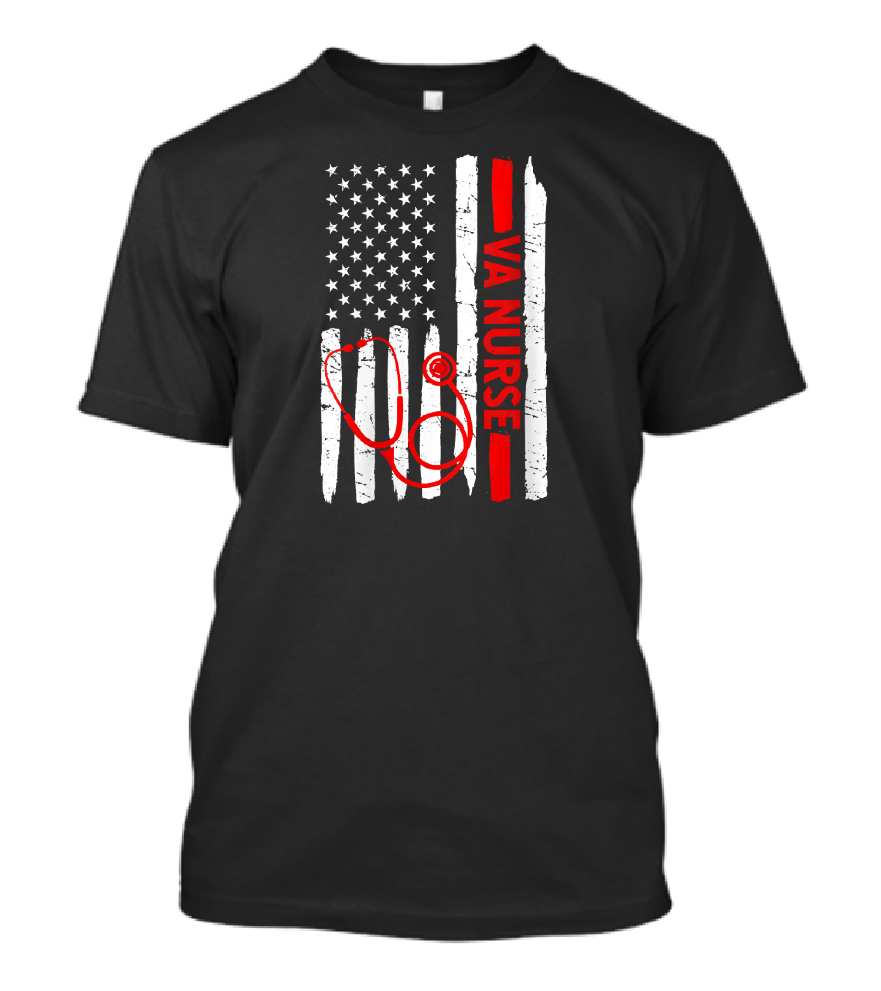 American Flag VA Nurse Stethoscope Black History Month T-Shirt