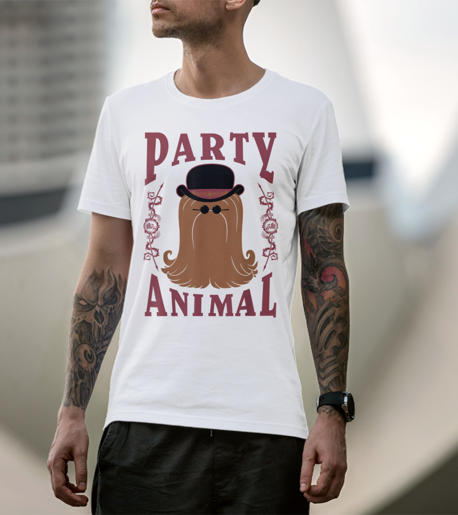 Addams Family Cousin It Party Animal Top Hat And Sunglasses T-Shirt