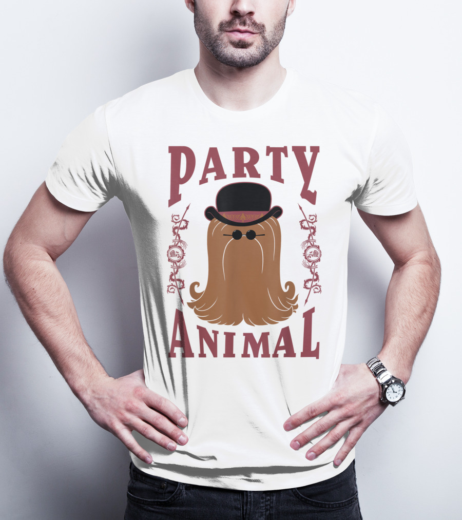 Addams Family Cousin It Party Animal Top Hat And Sunglasses T-Shirt