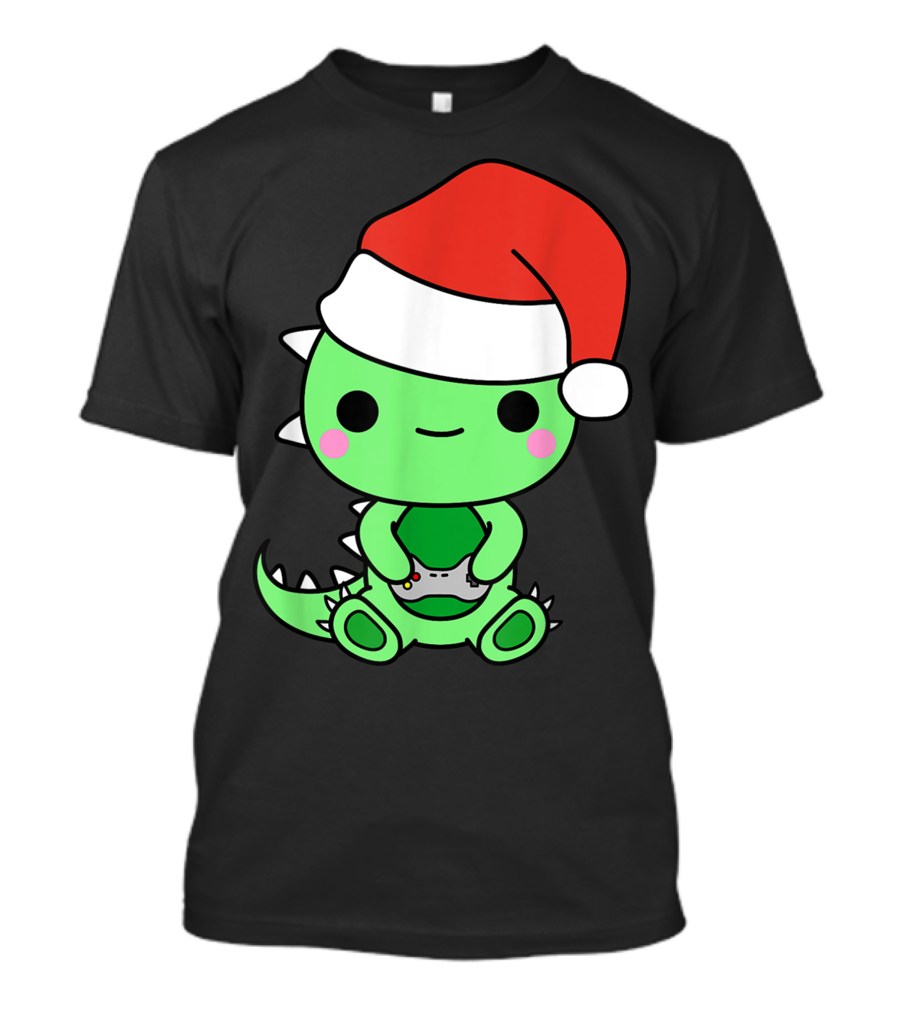 Christmas Gaming Dinosaur Santa Gamer Nerd T-Shirt