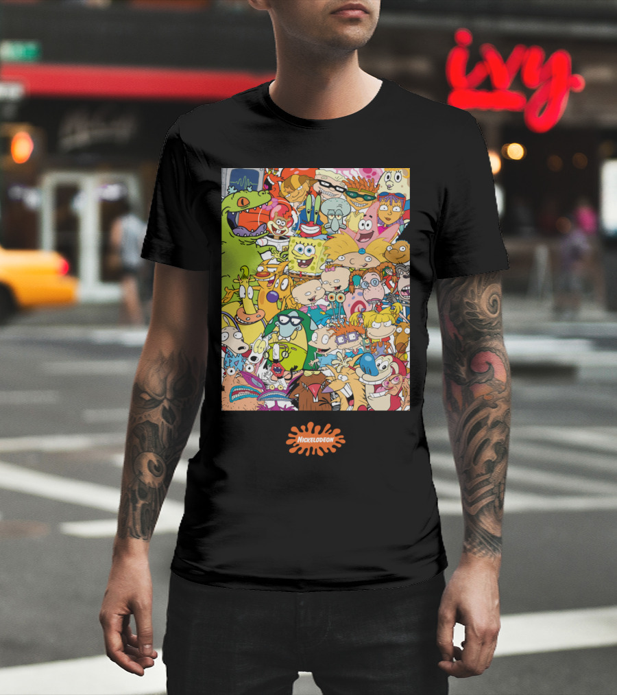 Nickelodeon 90s Cartoon Characters Compilation Group Shot T-Shirt