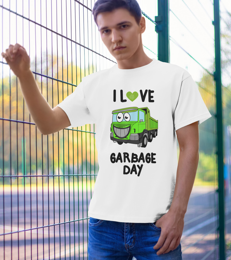 I Love Garbage Day Vintage Style Cartoon Garbage Truck T-Shirt
