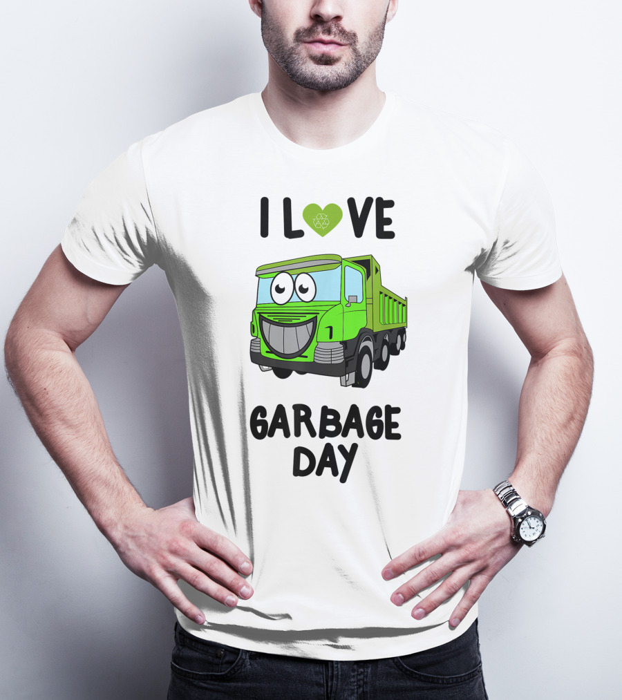 I Love Garbage Day Vintage Style Cartoon Garbage Truck T-Shirt