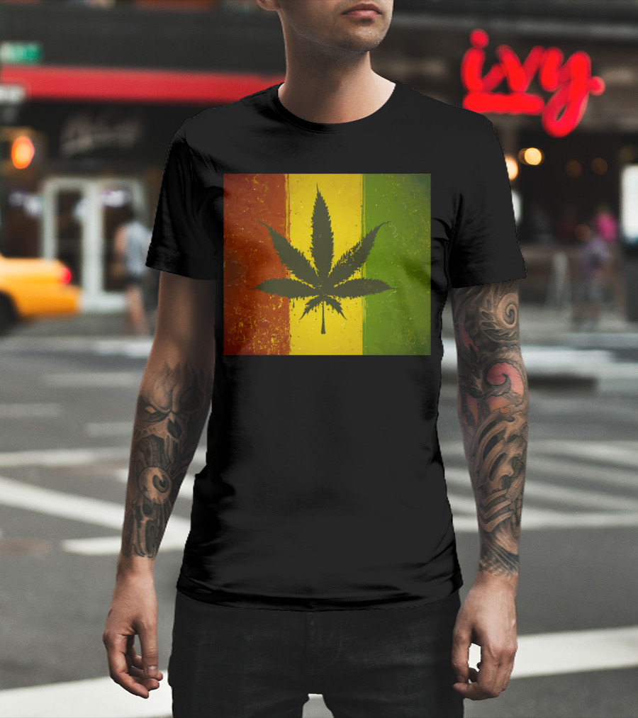Rasta Jamaican Marijuana Leaf Legalized Pot Flag T-Shirt