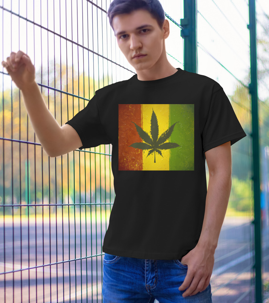 Rasta Jamaican Marijuana Leaf Legalized Pot Flag T-Shirt