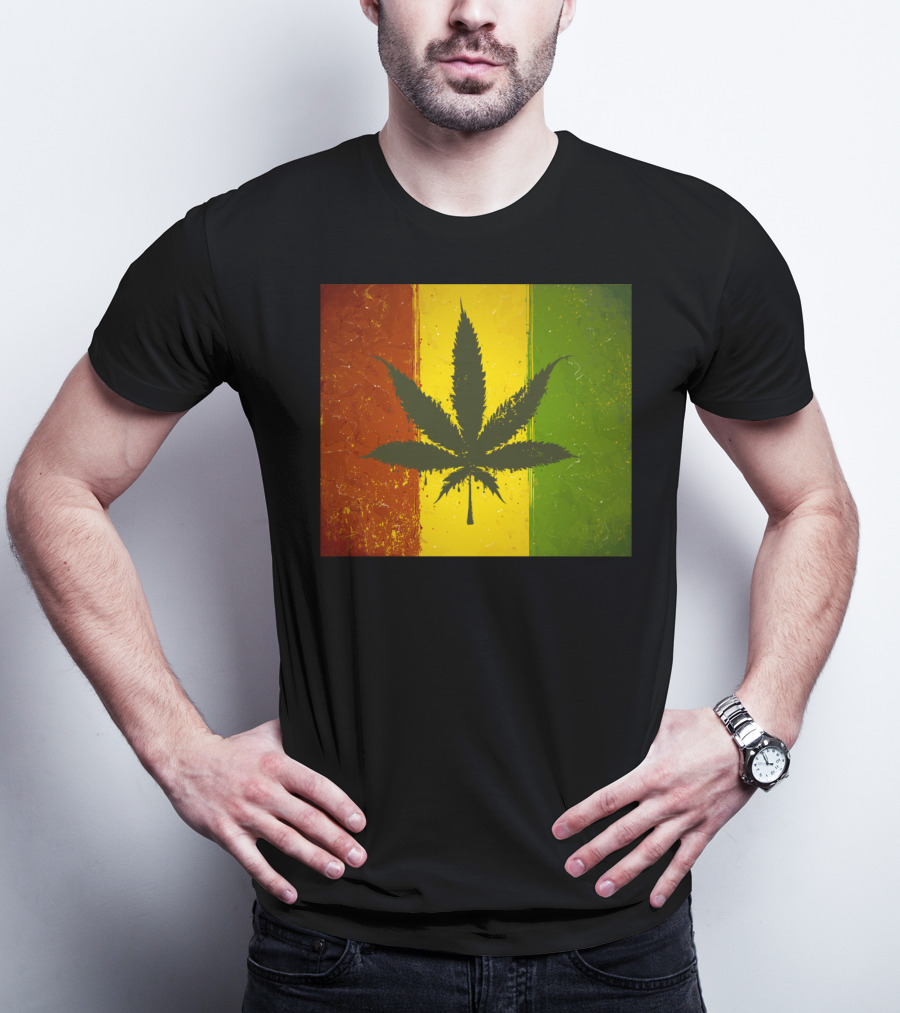 Rasta Jamaican Marijuana Leaf Legalized Pot Flag T-Shirt