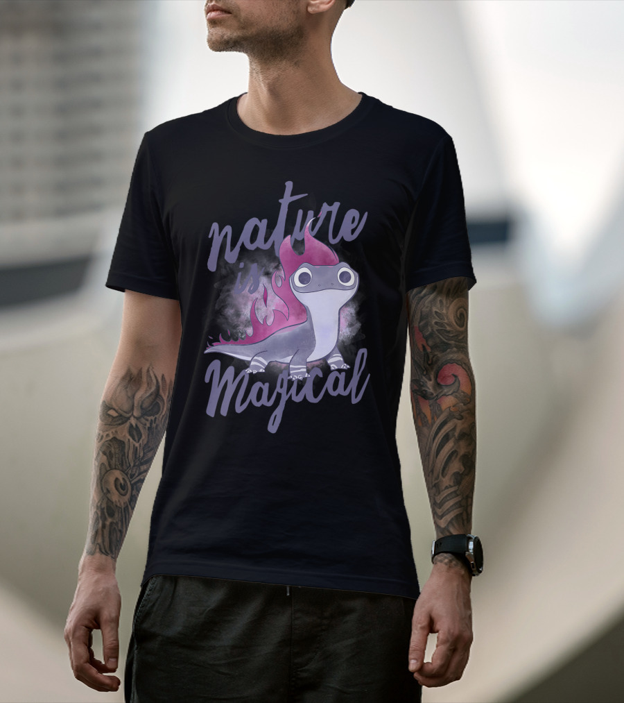 Disney Frozen 2 Salamander Character With Nature Is Magical Text T-Shirt