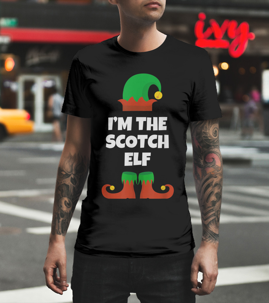 I'm The Scotch Elf Christmas Hat And Shoes T-Shirt
