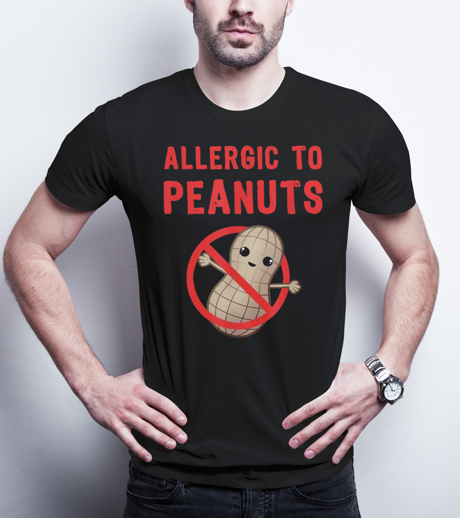 Allergic To Peanuts Cute Cartoon Peanut With No T-Shirt
