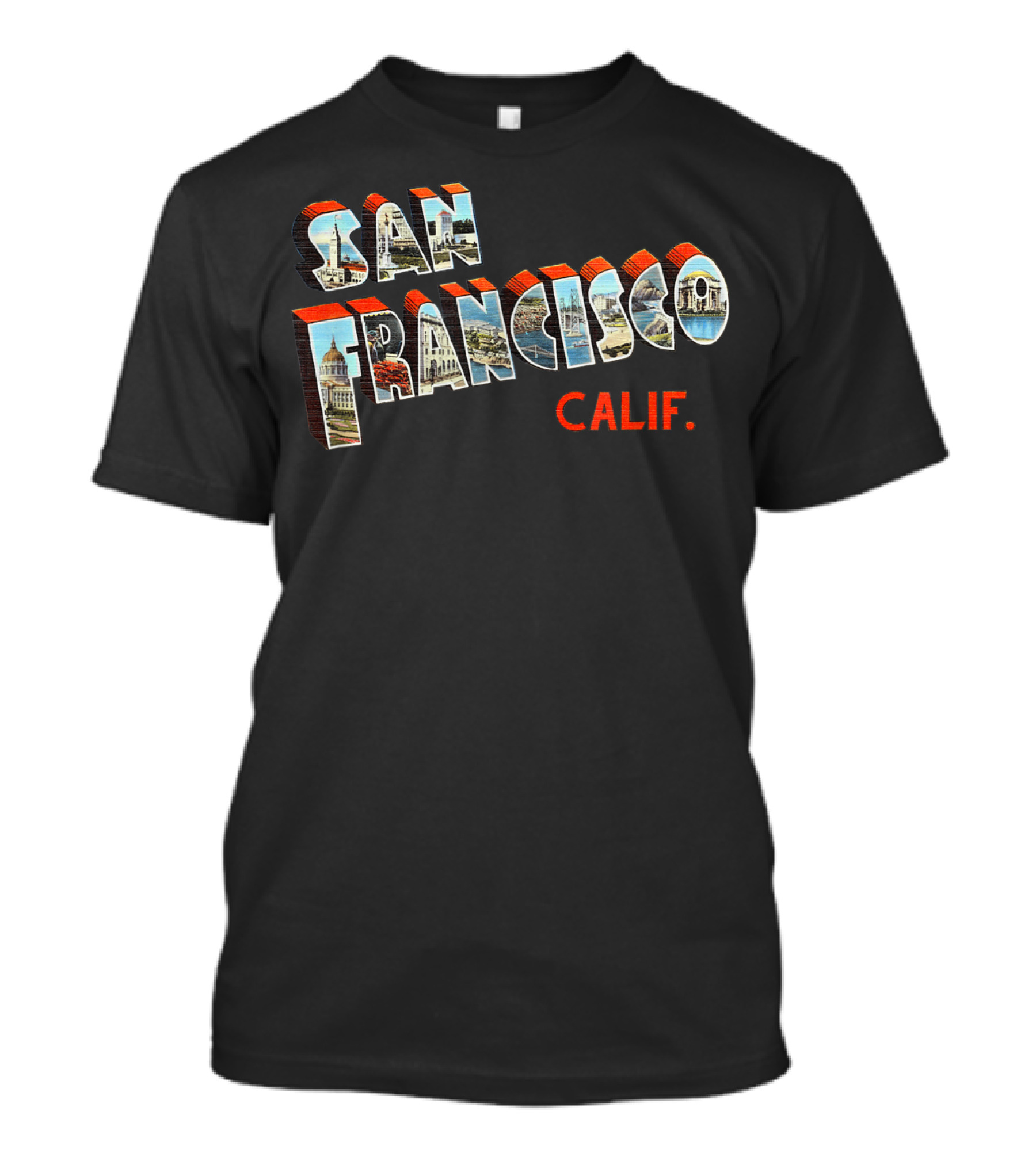 San Francisco California Calif. Iconic Landmarks 3D Typeface T-Shirt