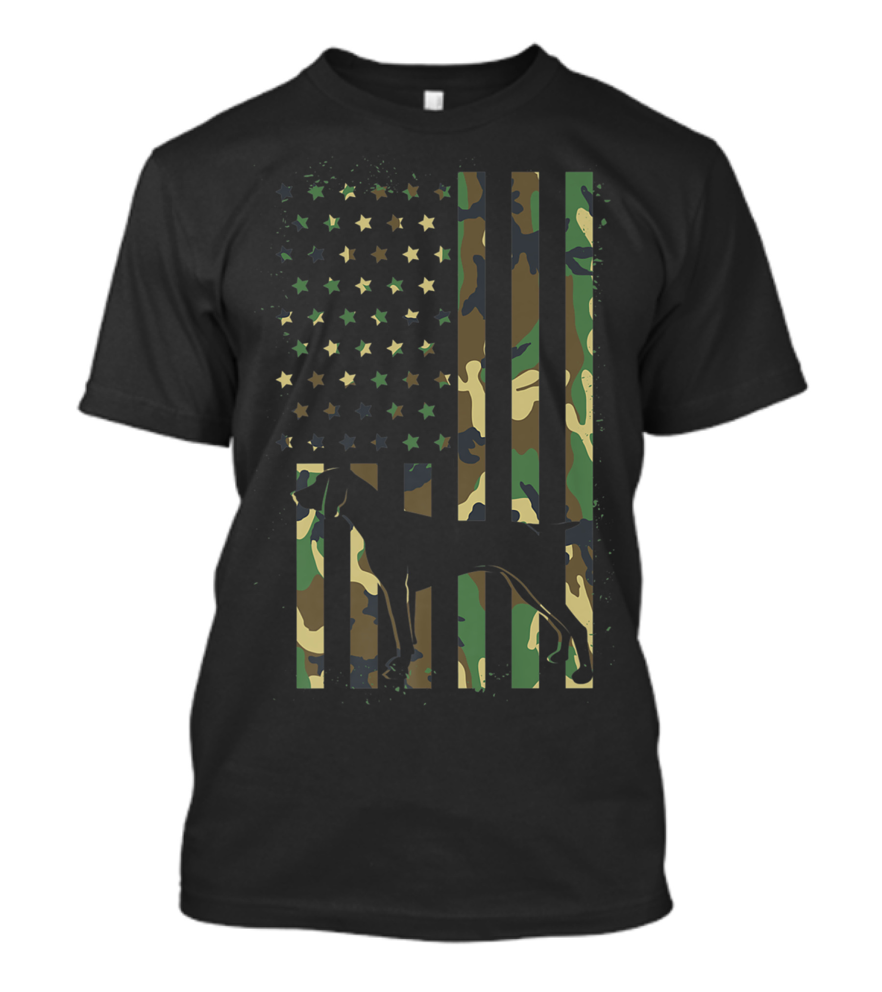 German Shorthair Pointer Mom Dog Camouflage American Flag T-Shirt