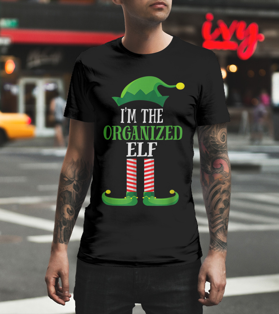 I'm The Organized Elf Festive Hat And Striped Socks Family Group T-Shirt