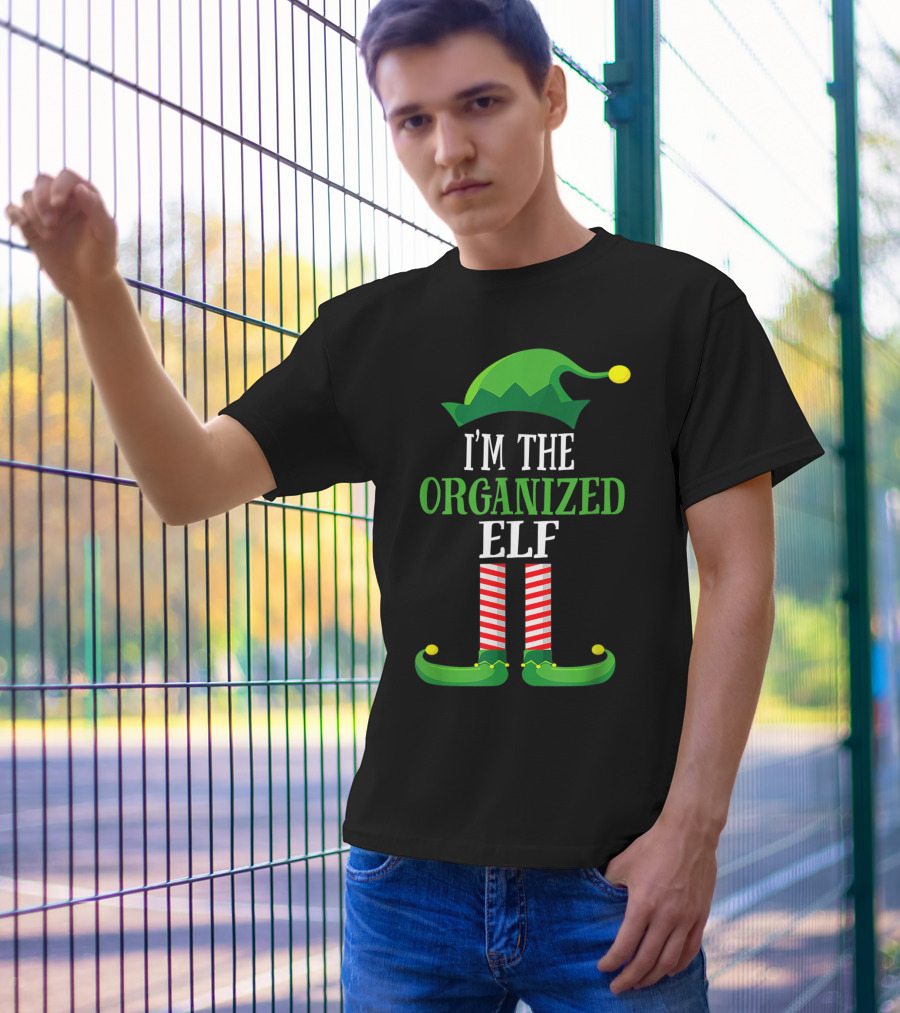 I'm The Organized Elf Festive Hat And Striped Socks Family Group T-Shirt