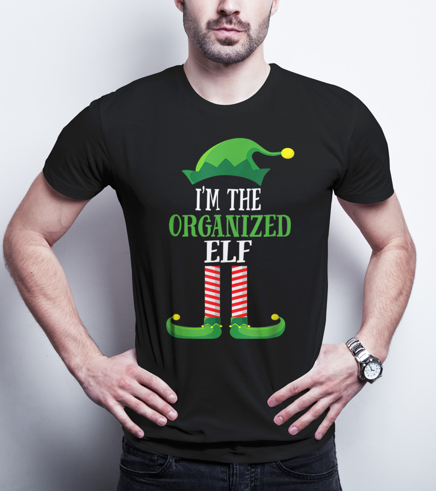 I'm The Organized Elf Festive Hat And Striped Socks Family Group T-Shirt