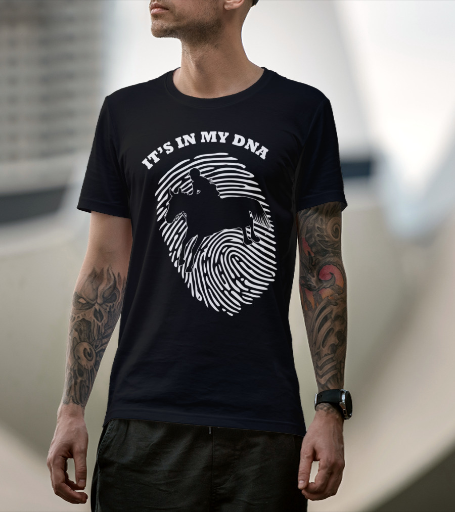 It's In My DNA Equestrian Horse Racer Fingerprint T-Shirt