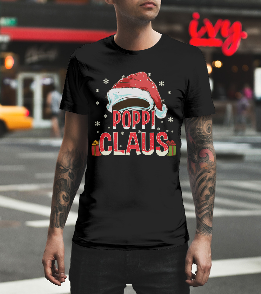 Poppi Claus Santa Hat Snowflakes Christmas Gifts T-Shirt