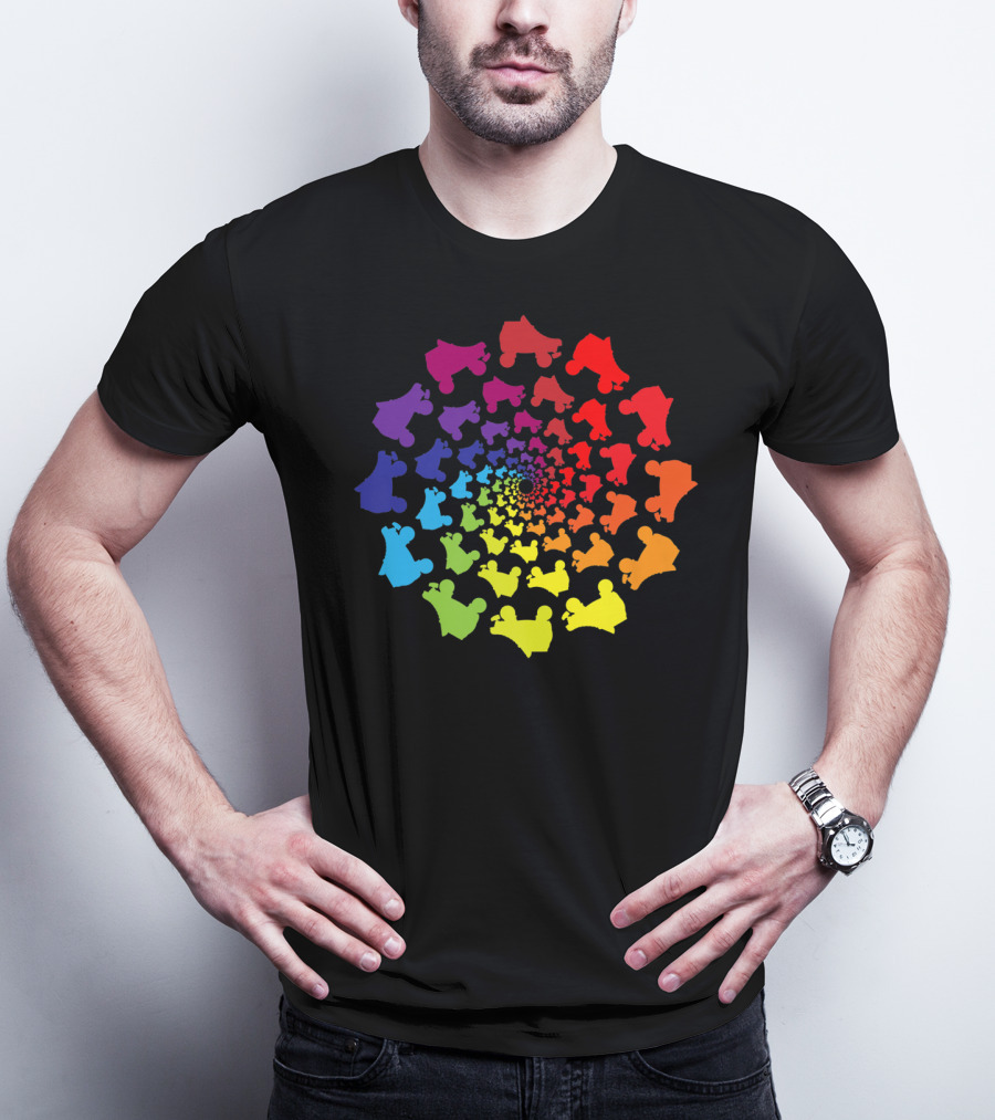 Rainbow Spiral Roller Derby Skates T-Shirt