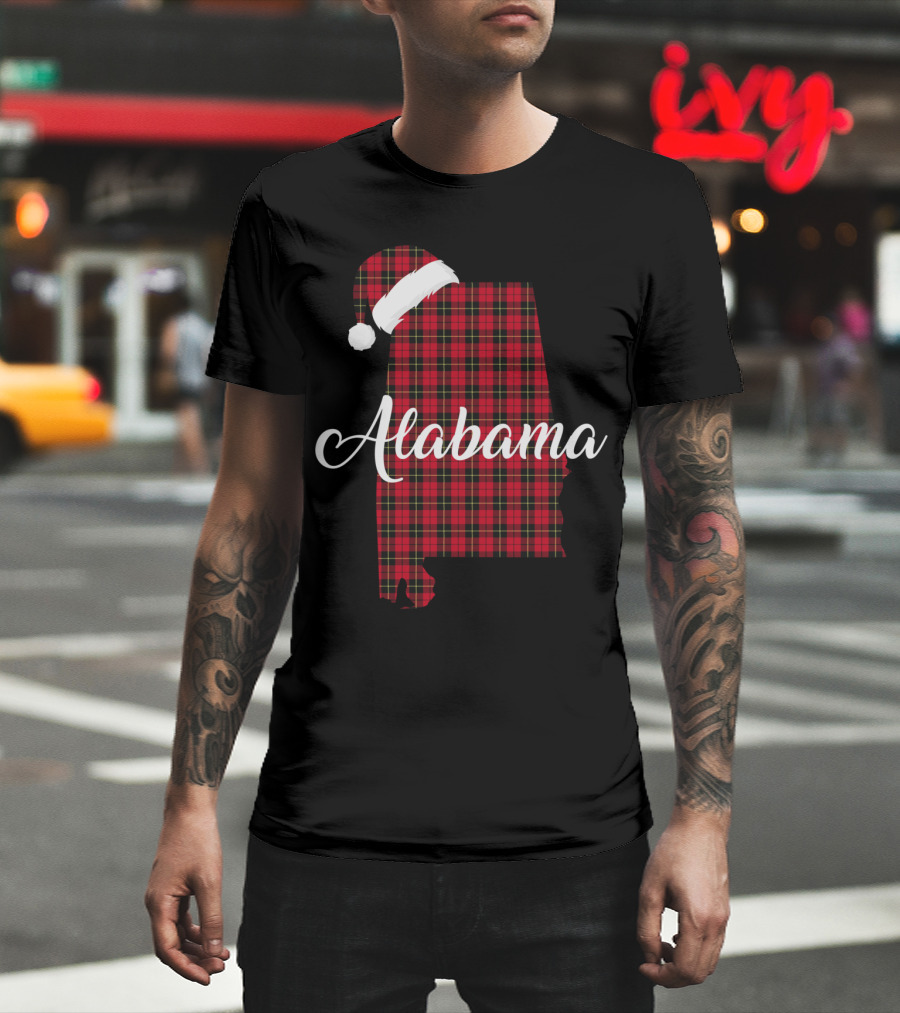 Alabama Santa Hat Red Buffalo Royal Stewart Tartan T-Shirt