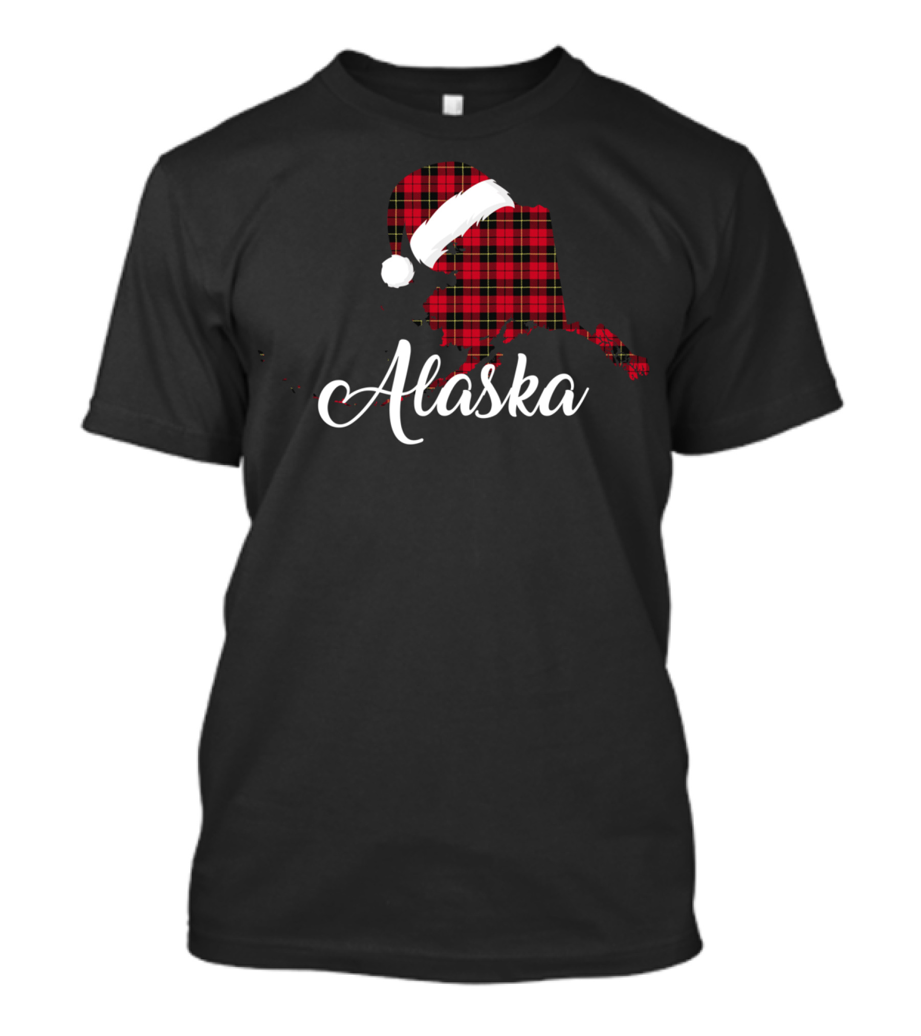 Alaska Red Buffalo Royal Stewart Tartan With Santa Hat T-Shirt